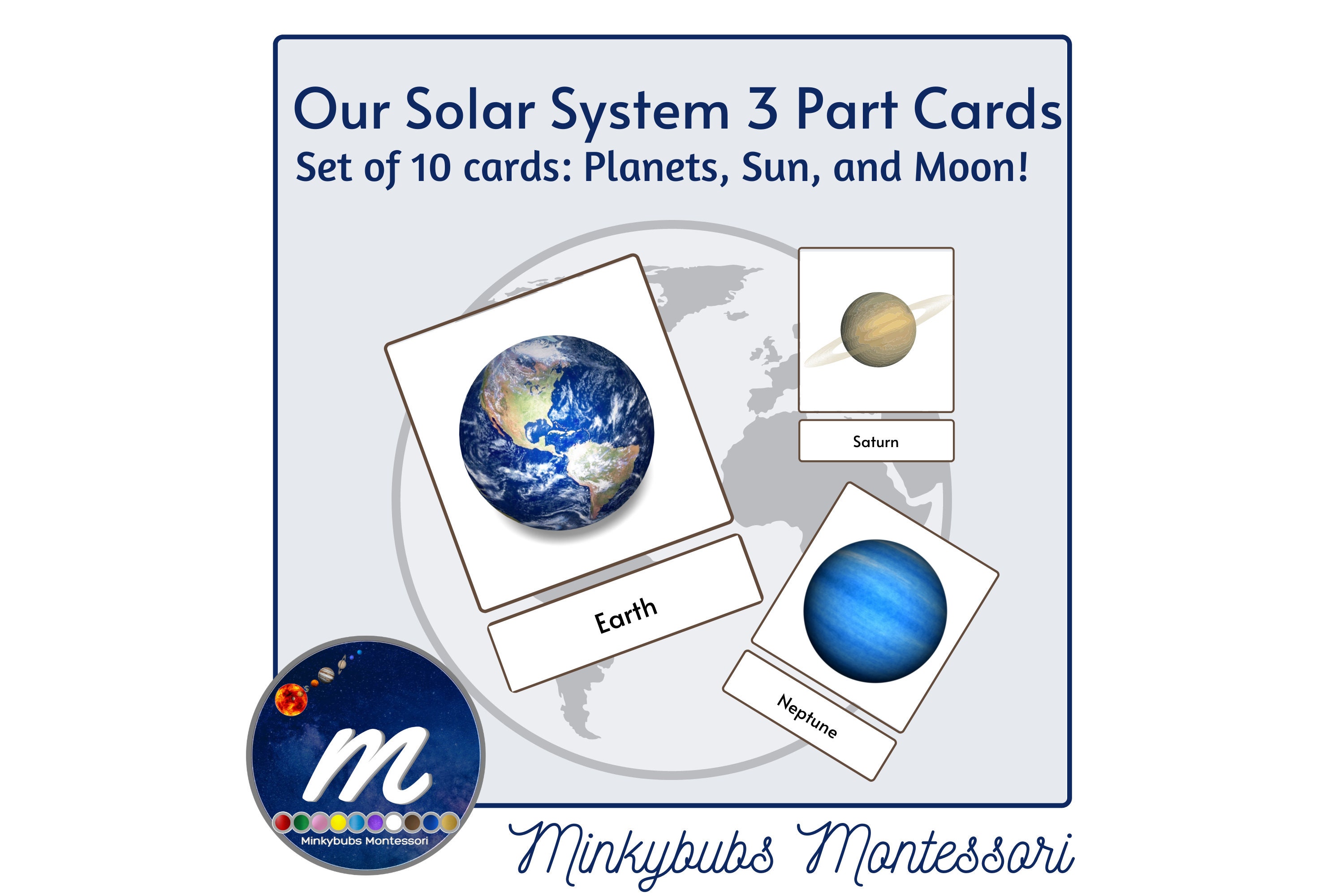 Our Solar System Montessori 3 Part Cards With Picture and Labels for ...