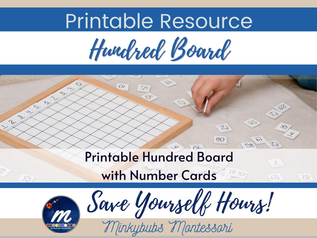 Montessori Hundred Board and Tiles Printable Homeschool Number Patterns ...