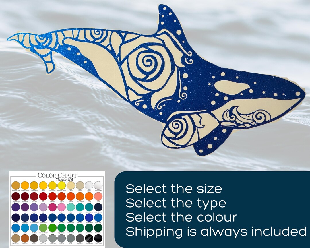 Orca Mandala Decal With Roses Stunning Ocean-inspired Vinyl Art ...