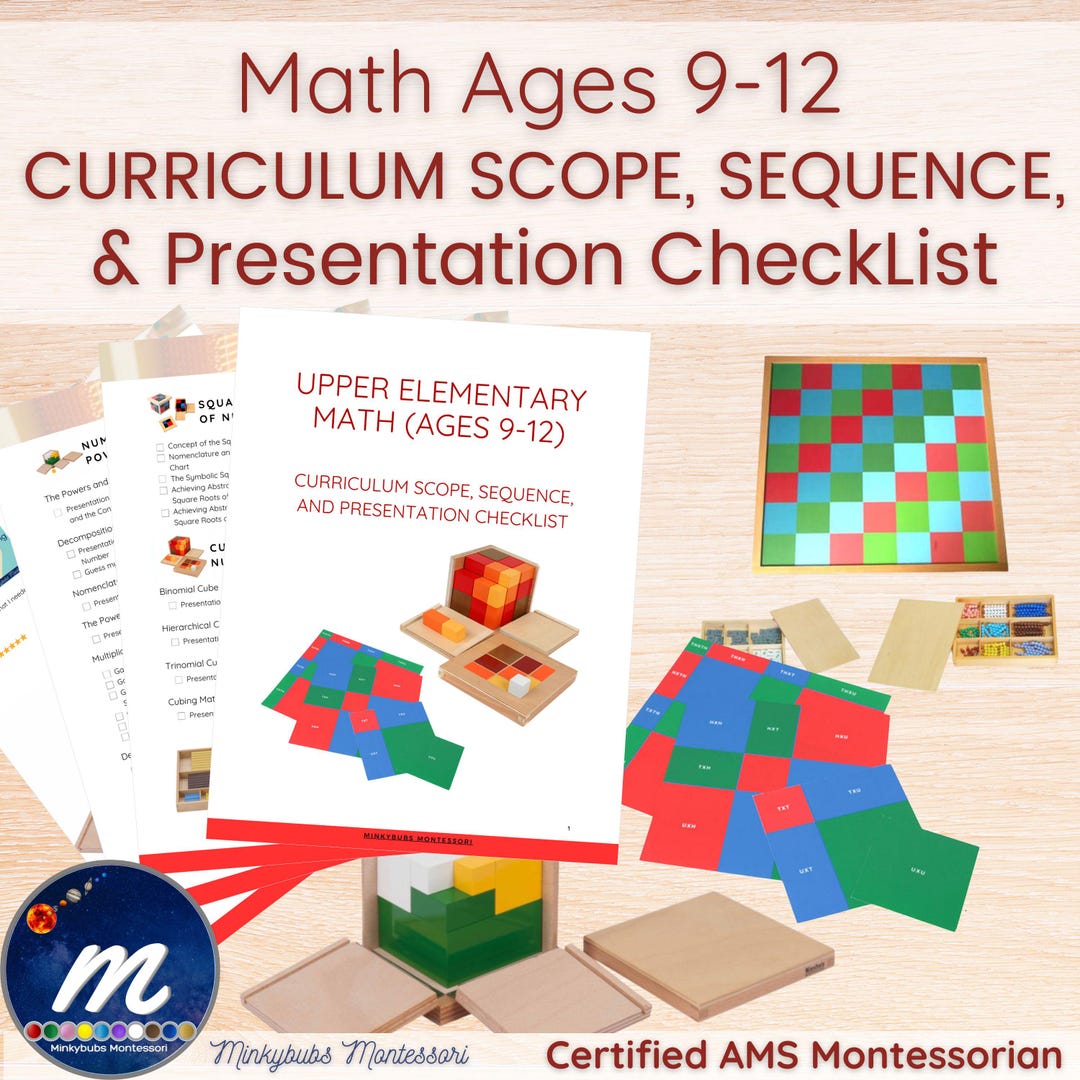 Montessori MATH CHECKLIST • Upper Elementary (ages 9-12) • Full 3-year Scope & Sequence - Etsy