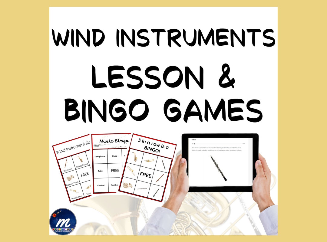 Music Instrument Bingo Wind Instruments of Orchestra With Audio Photos ...
