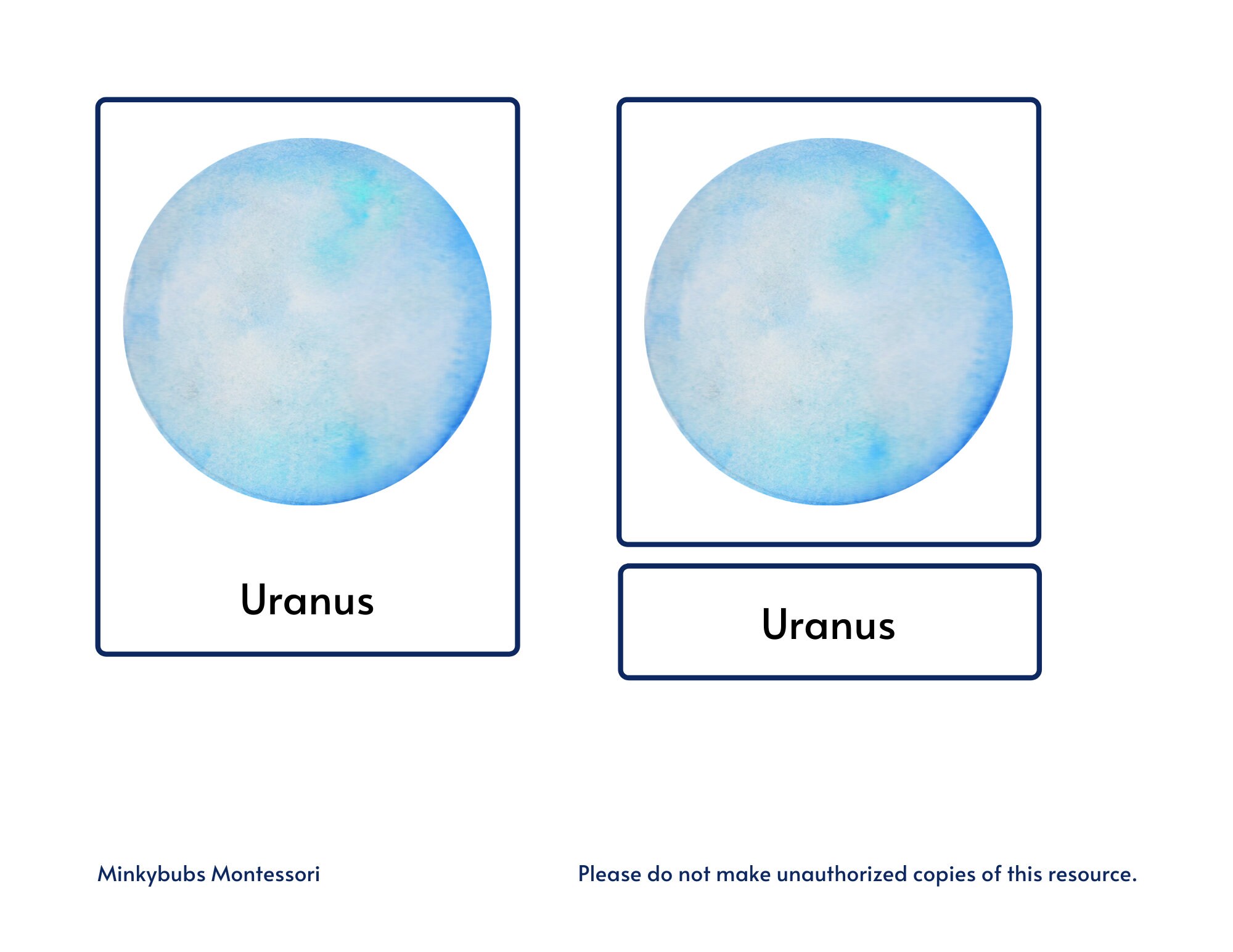 Our Solar System Montessori 3 Part Cards With Picture and Labels for ...