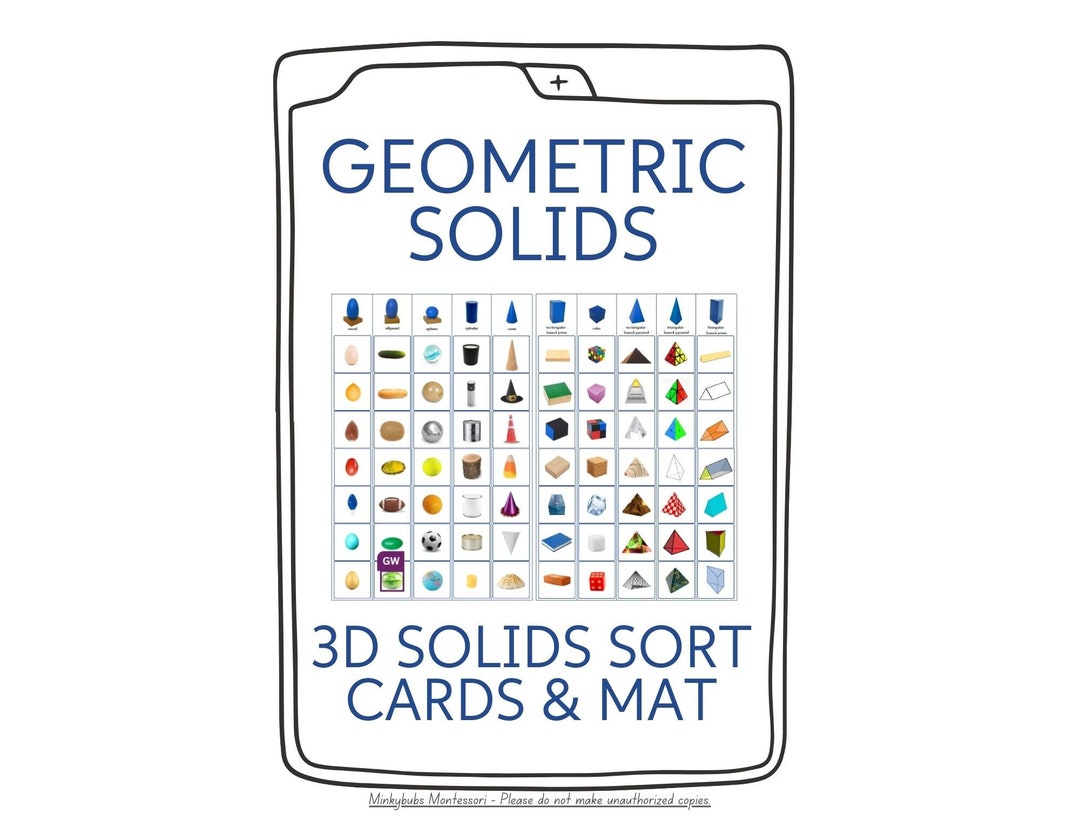 Montessori Geometry Solids Sorting Cards and Mat 80 Cards - Etsy