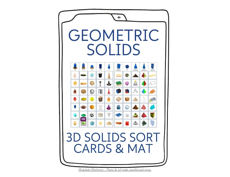 Montessori Geometry Solids Sorting Cards and Mat 80 Cards - Etsy