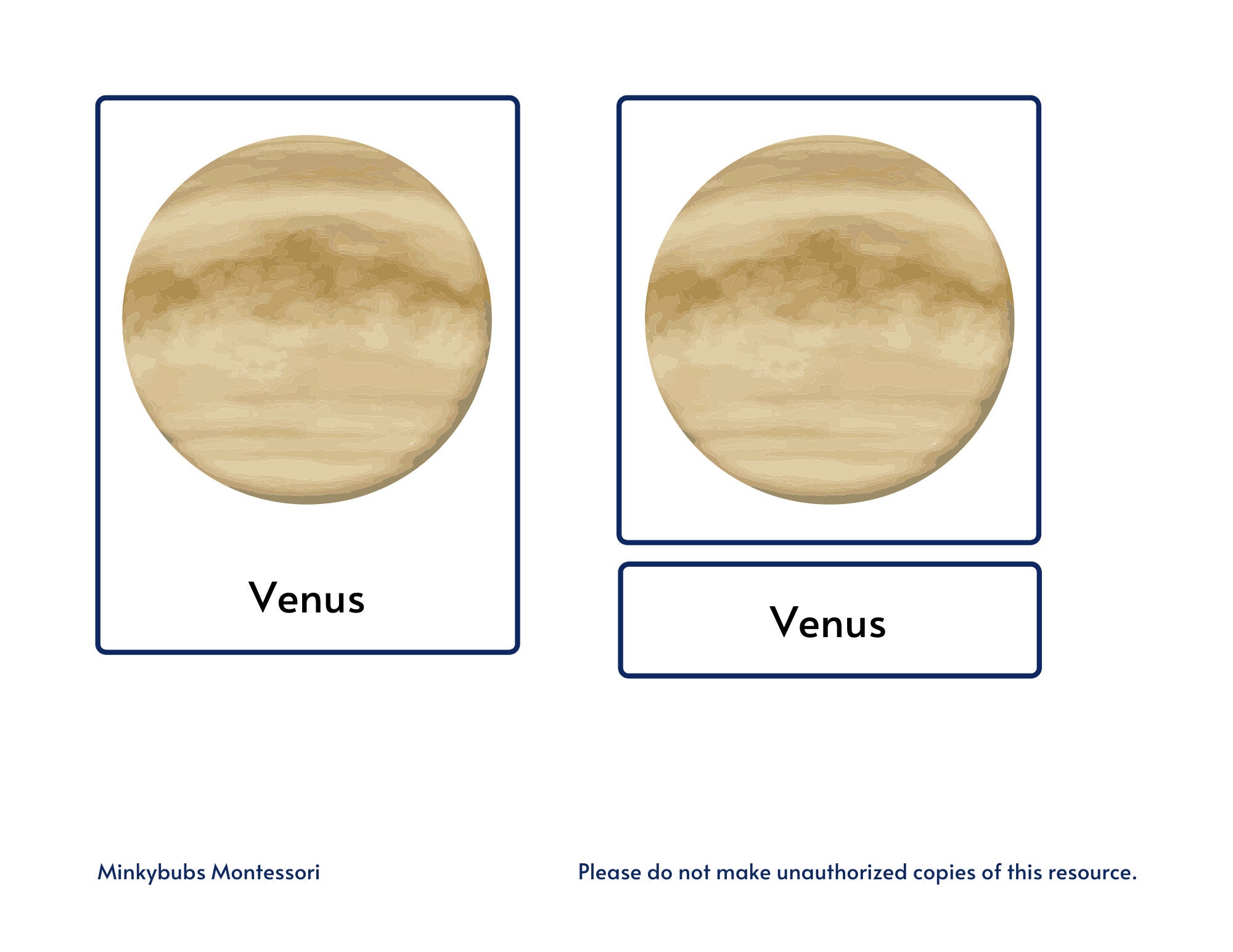 Our Solar System Montessori 3 Part Cards With Picture and Labels for ...