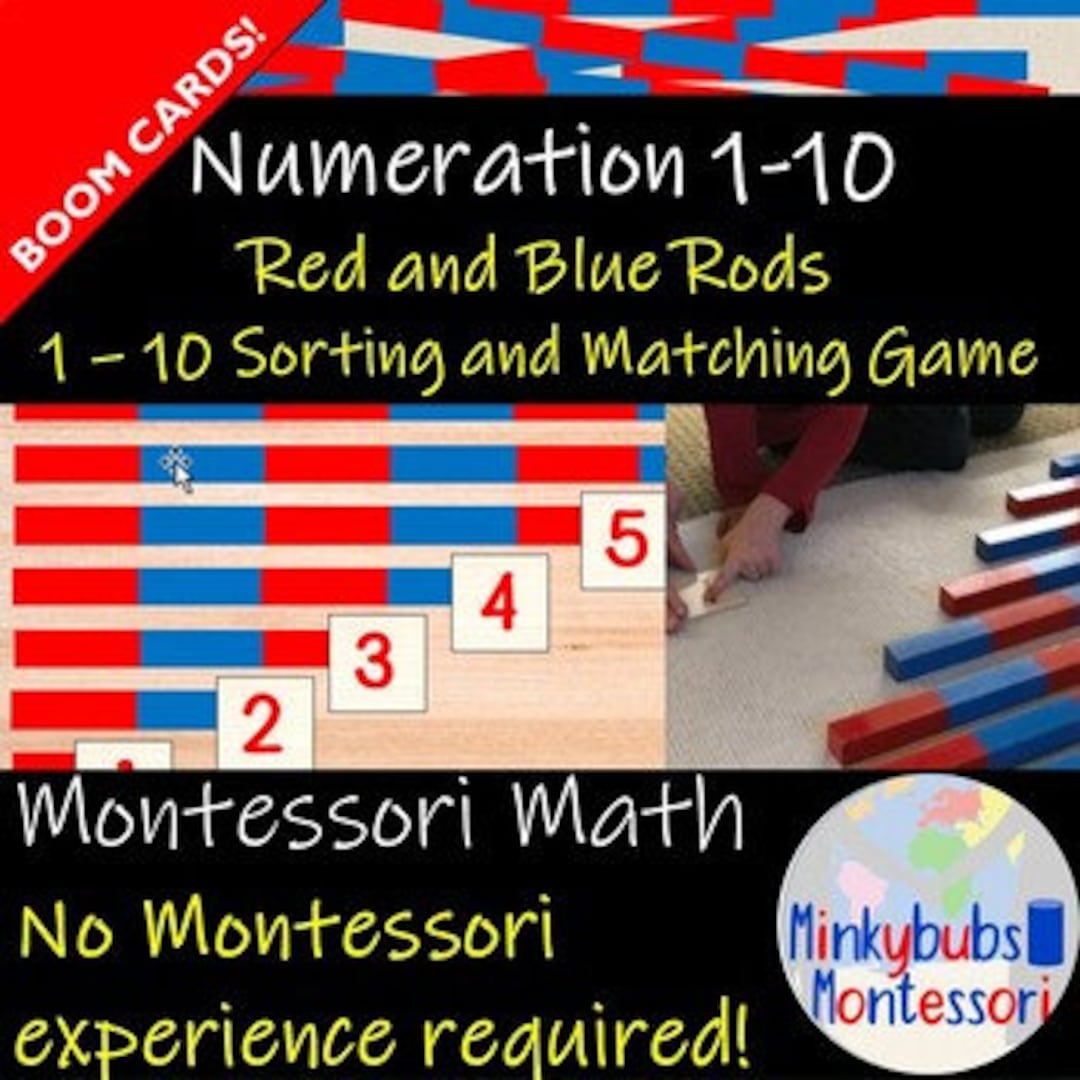 Montessori Math Red Blue Rods Sorting Matching Game Boom Cards Distance ...