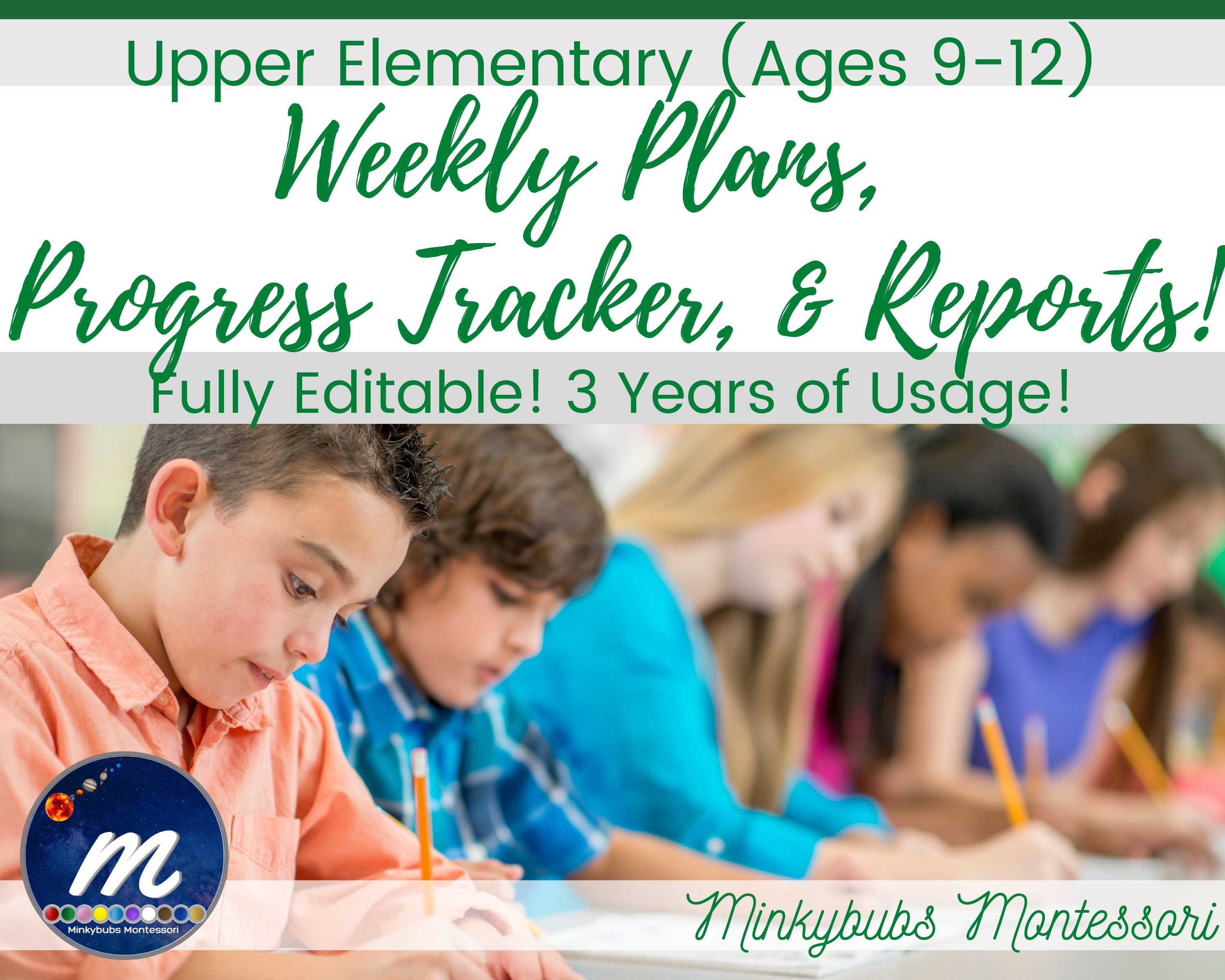 Montessori Work Plans Upper El Classroom EDITABLE Reports Weekly Plans ...