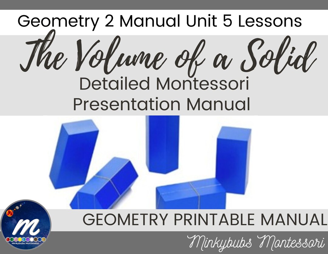Geometry 2 Volume of Solids Lessons Montessori Manual Album Unit 5 - Etsy