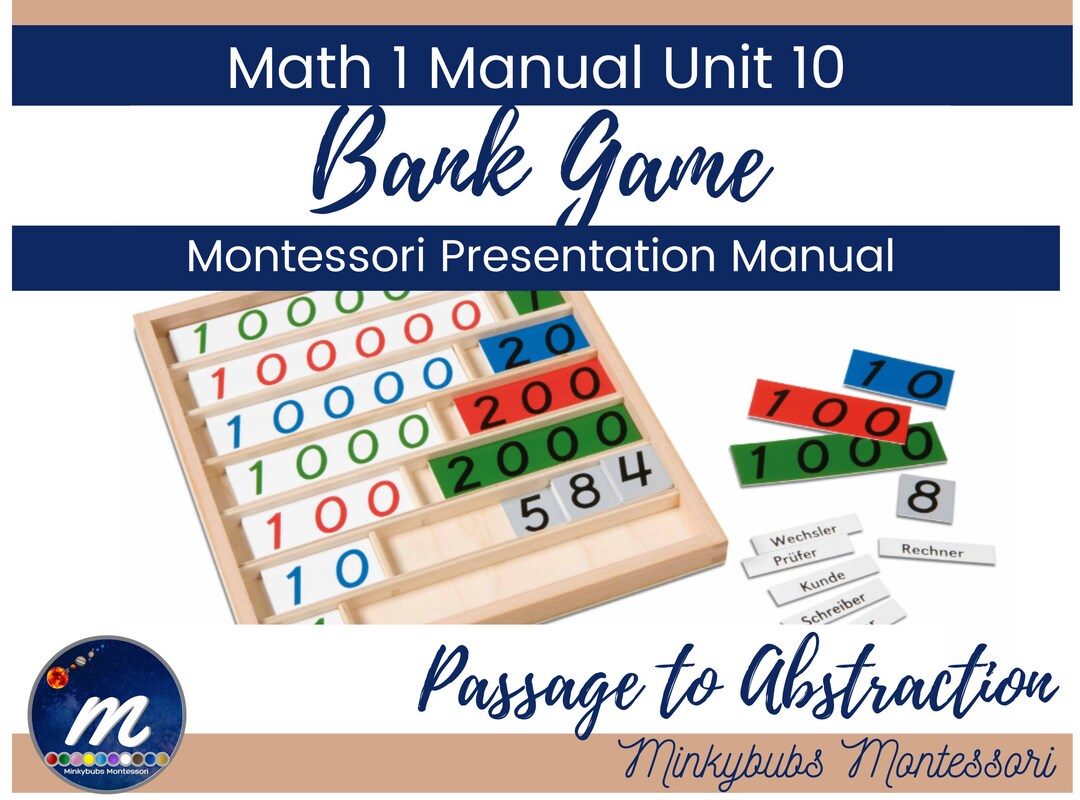 Bank Game Montessori Math 1 Manual Multiplication Lessons Unit 10 ...
