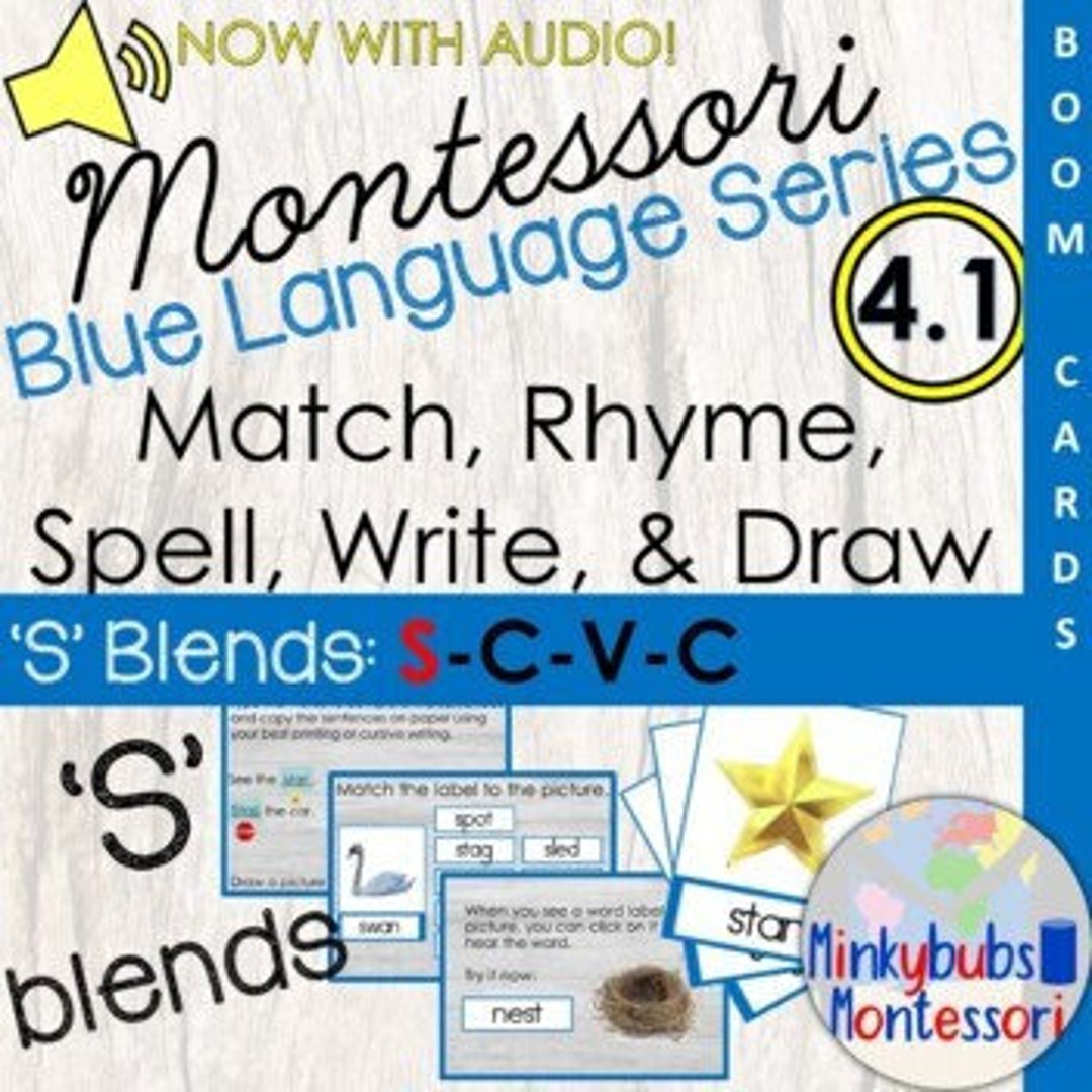 S Blends Blue Language Boom Cards Label Rhyme Spell Draw Activities - Etsy
