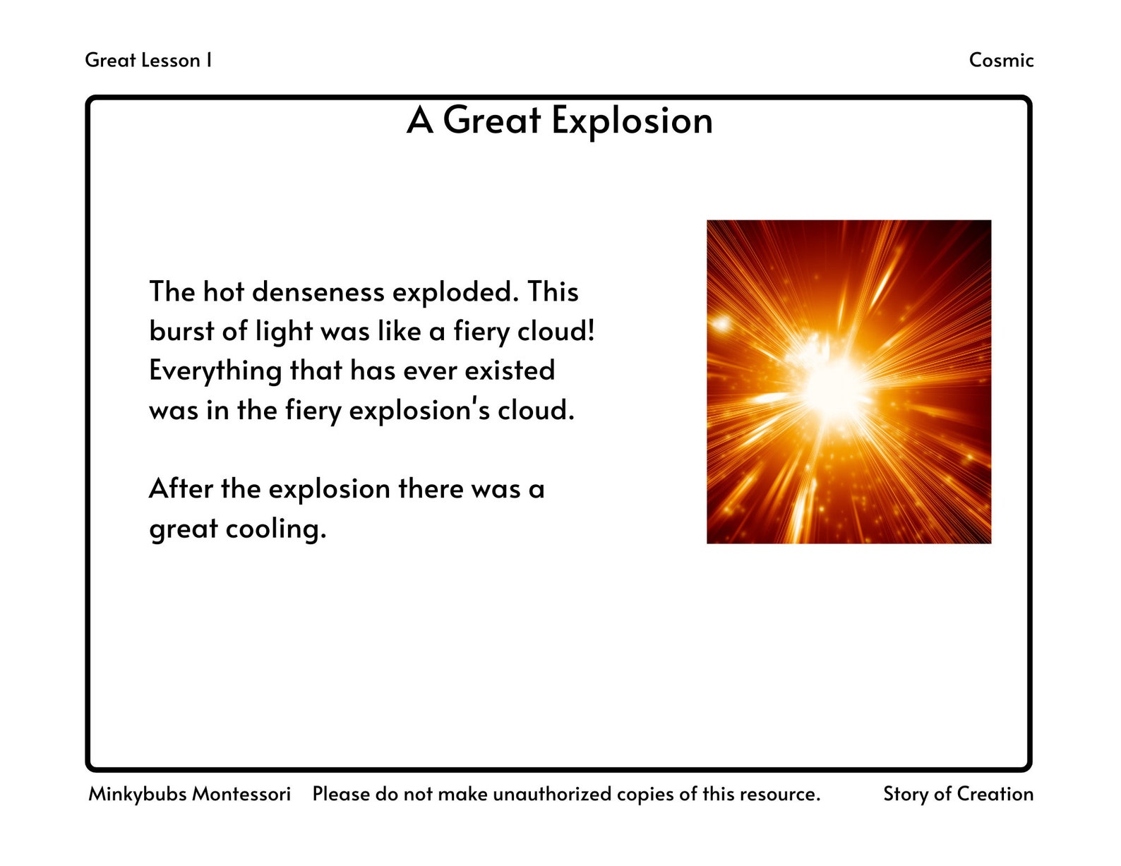 Montessori Story of Creation of Universe First Great Lesson - Etsy