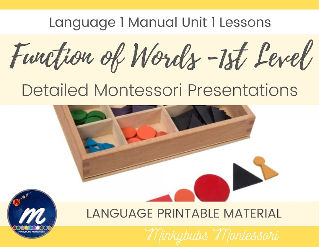 Language 1 Function of Words 1st Level Grammar Lessons Montessori ...