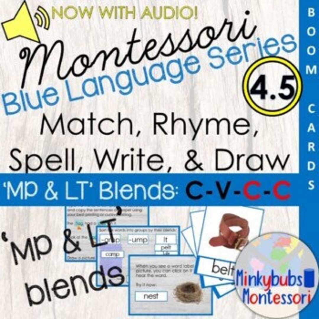 Mp Lt Blends Blue Language Boom Cards Label Rhyme Spell Draw Activities ...