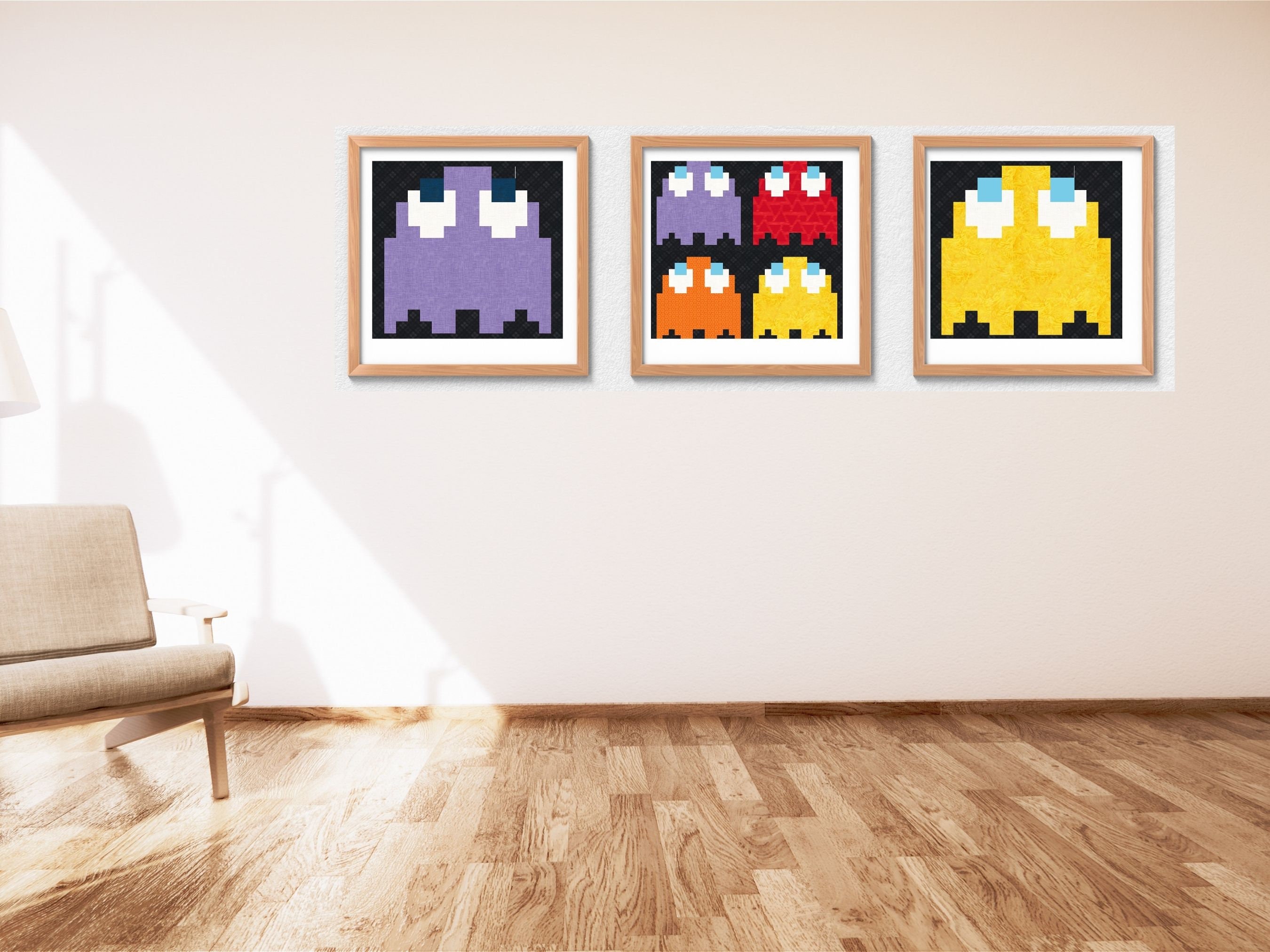 Pacman Ghost Quilt Block 1 Foundation Paper Piecing 16x16 - Etsy