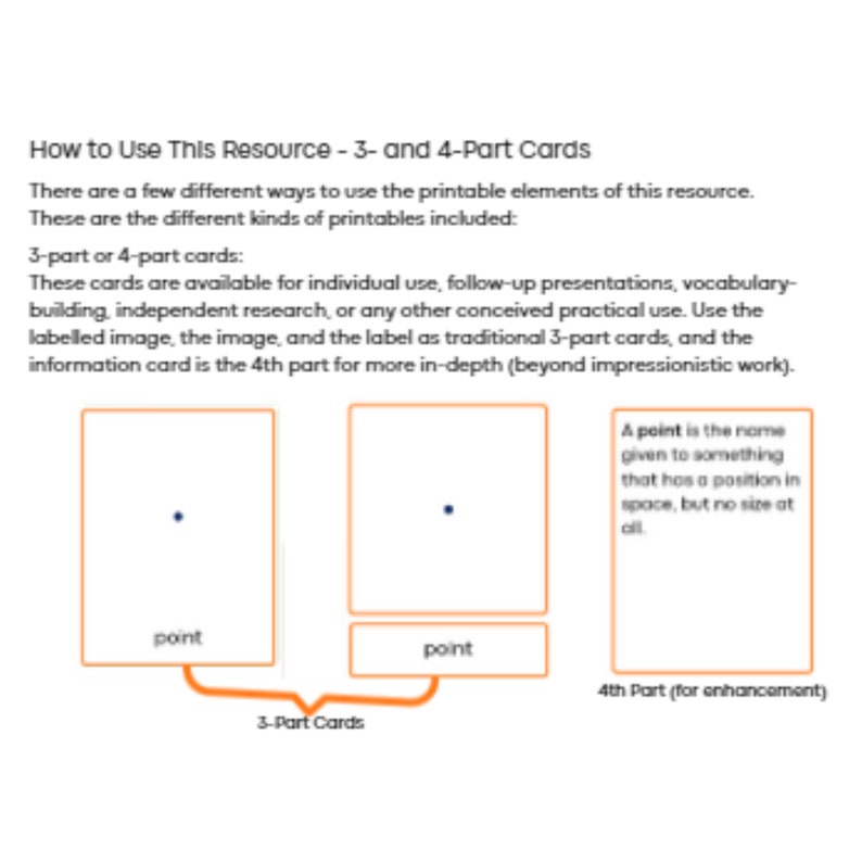 Montessori Geometry Nomenclature Cards Series 1 Basic Concepts Point ...