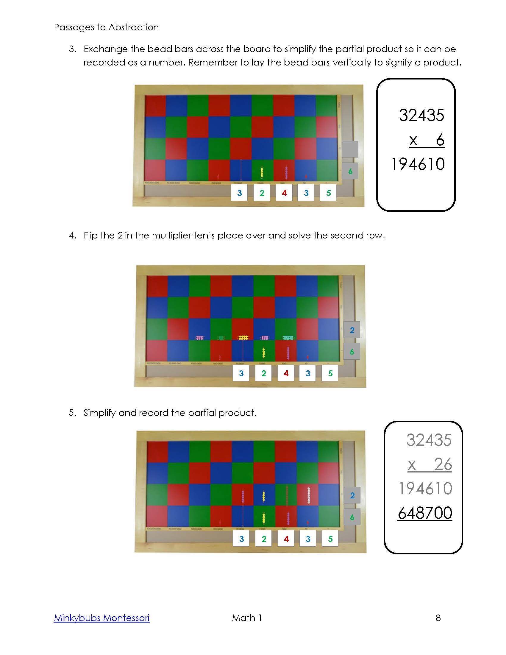 Checkerboard Montessori Math 1 Manual Multiplication Lessons Unit 9 ...
