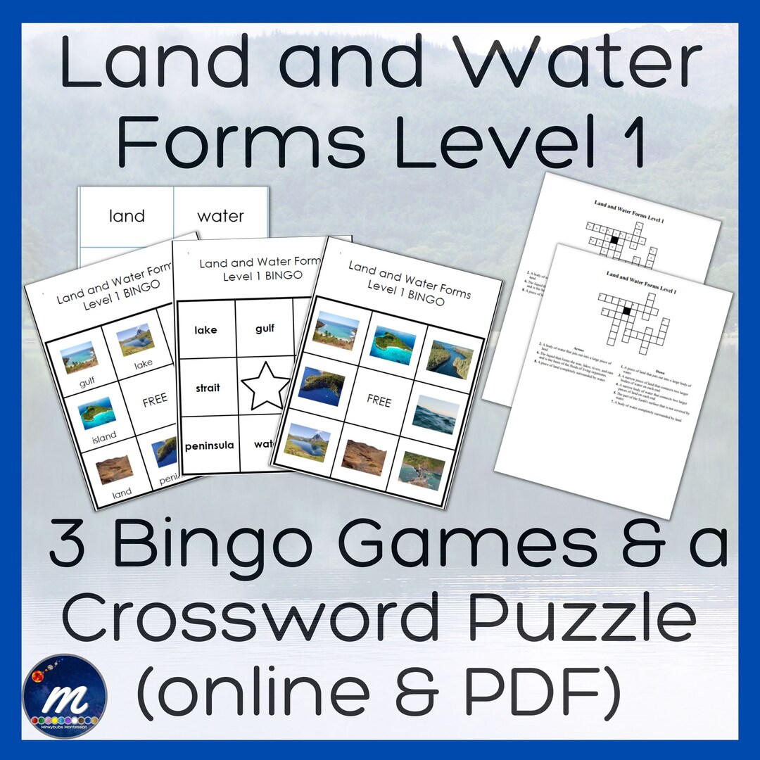 Land and Water Forms Bingo and Crossword Puzzles - Etsy