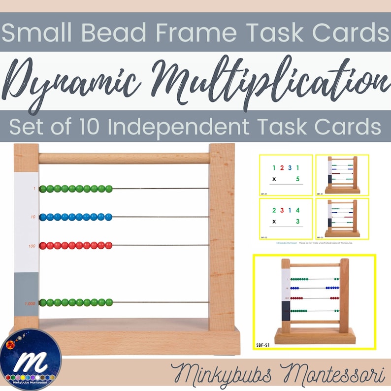 Small Bead Frame Multiplication Command Cards Dynamic and Material ...