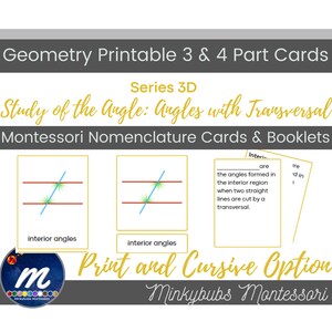 Montessori Geometry Nomenclature Cards Series 3D Study of the Angle ...