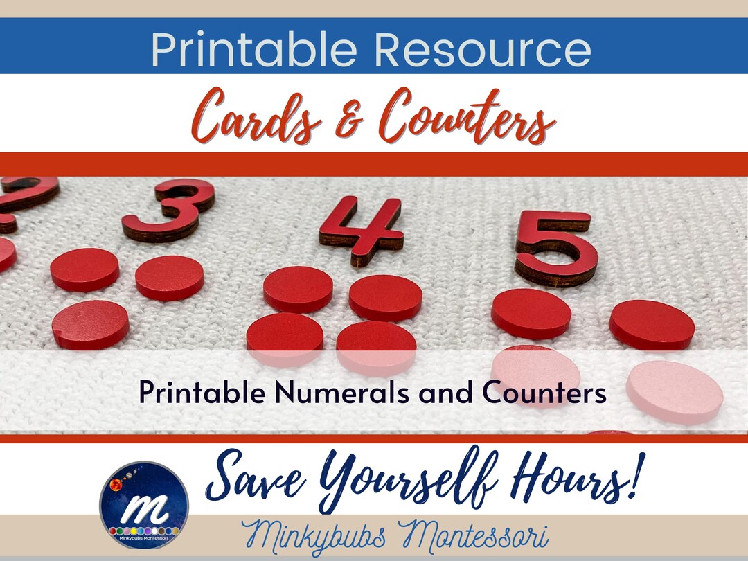 Montessori Cards and Counters Printable Inc Cutout Numerals and ...