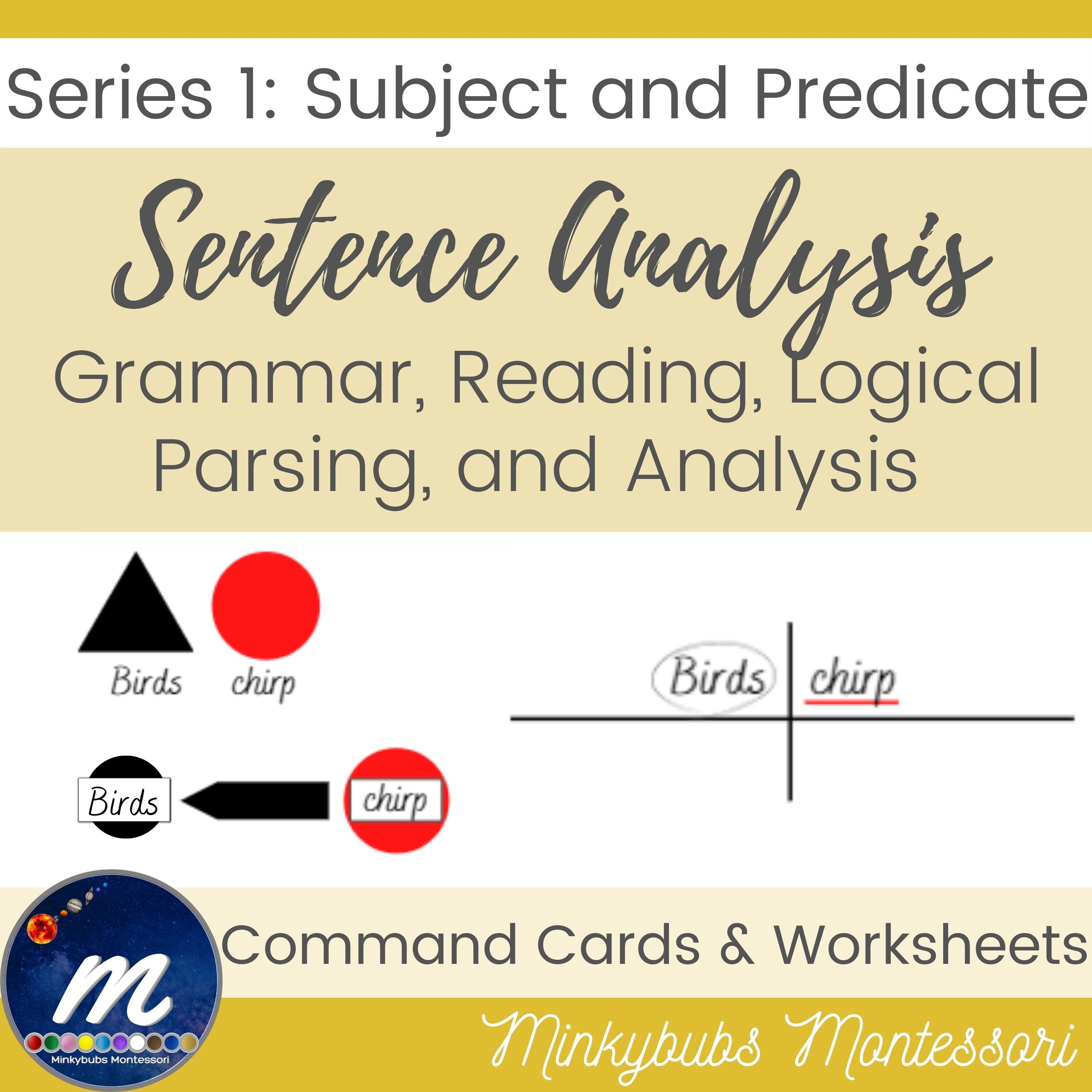 Simple Sentence Analysis Command Cards Grammar Parsing Workbook Subject ...