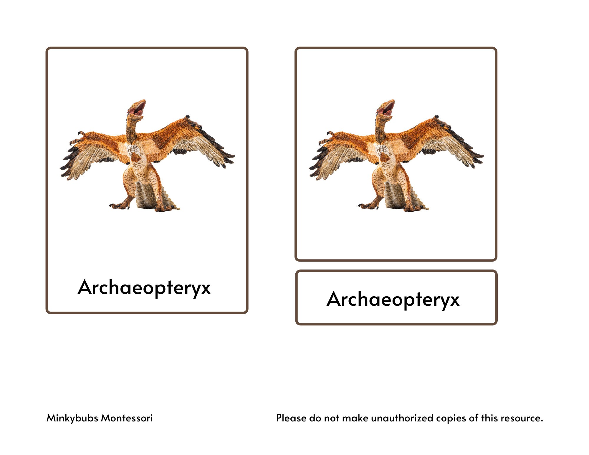 Dinosaurs Montessori 3 Part Cards With Picture and Labels for Sorting ...