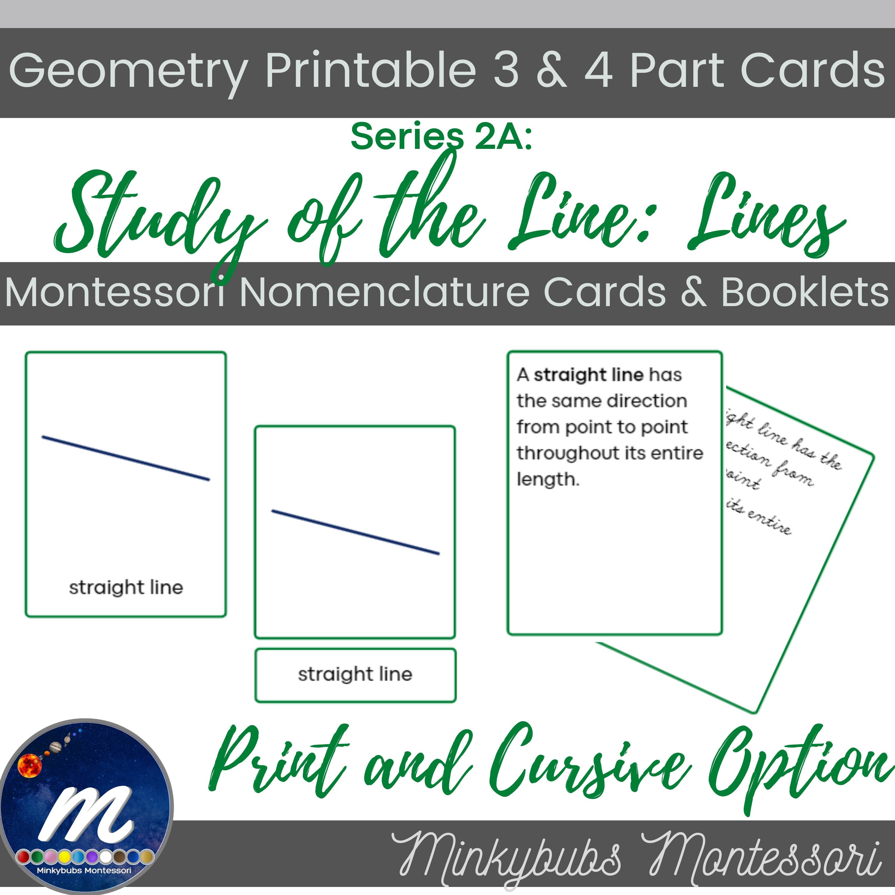 Montessori Geometry Nomenclature Cards Series 2 Study of the Line ...