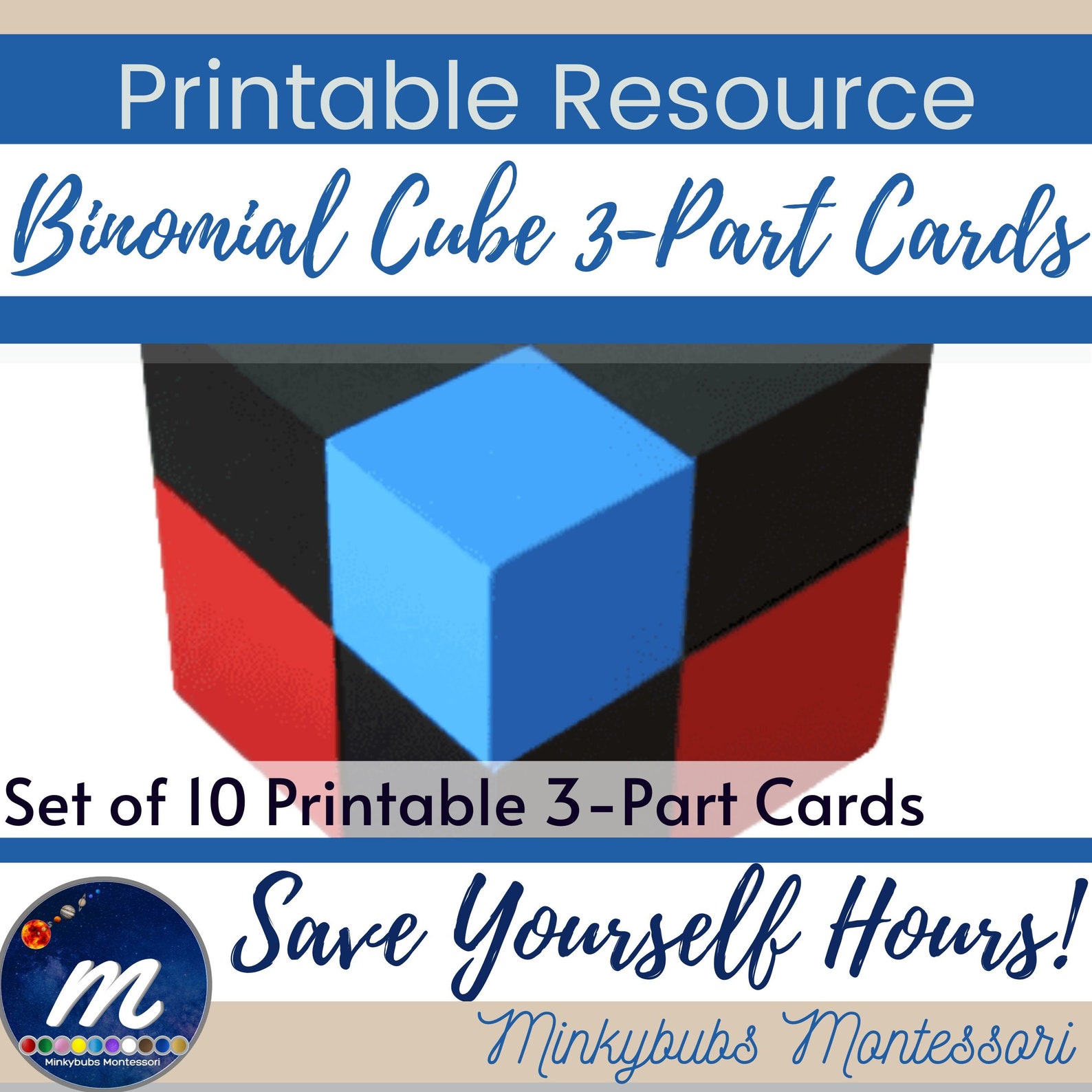 Binomial Cube Printable 3-part Cards Montessori Task Cards - Etsy Canada