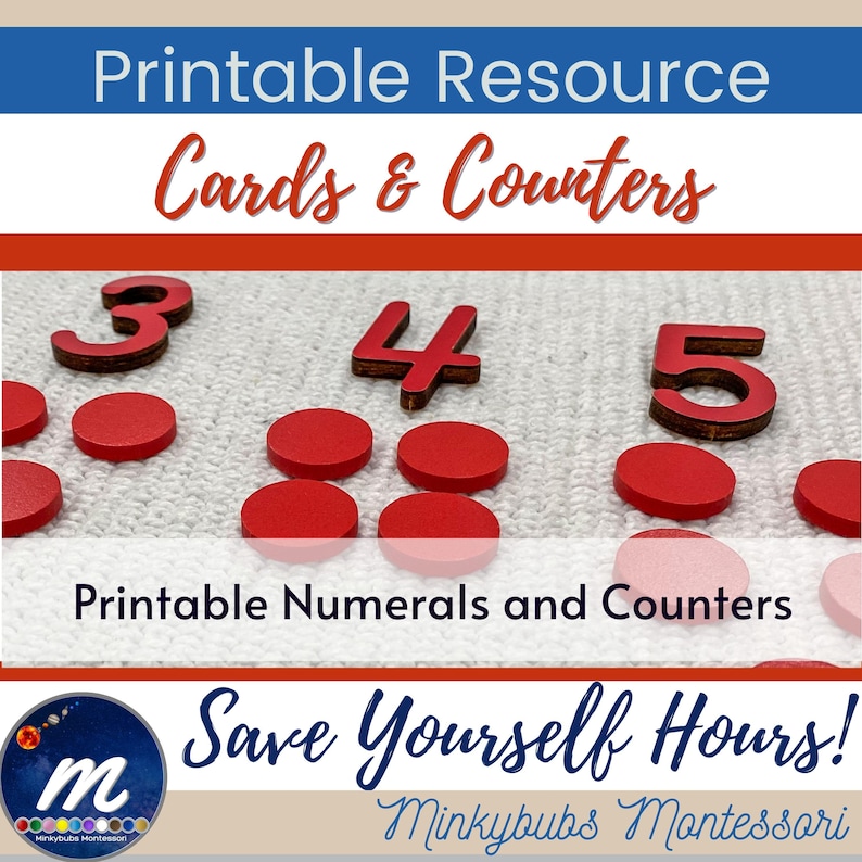 Montessori Cards and Counters Printable Inc Cutout Numerals and ...
