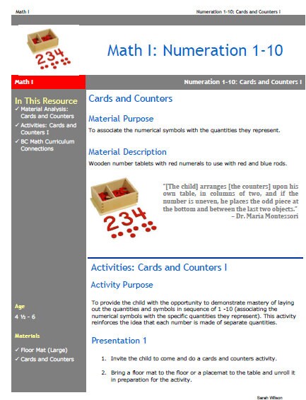 Cards and Counters Montessori Math Lesson Plan Numeration - Etsy UK