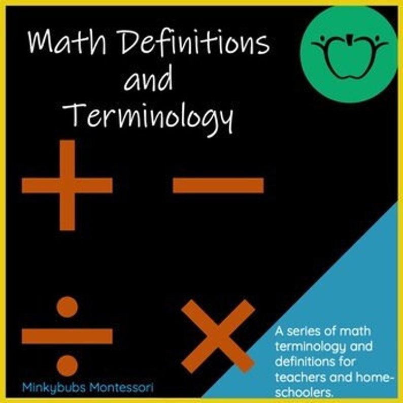 Math Terminology Definitions Home School Distance Learning Montessori ...