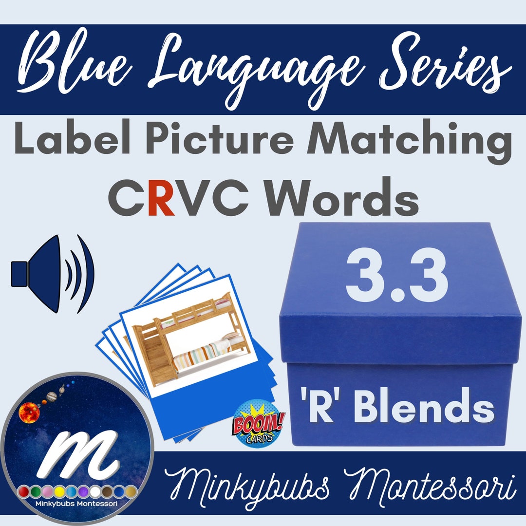 R Blend Words Blue Language Label Picture Match Activities Boom Cards ...