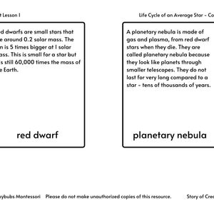 Life Cycle of an Average Star Story of Creation 3 and 4 Part Cards - Etsy