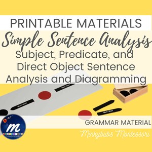 Simple Sentence Analysis PRINTABLE Material, Control Chart ...