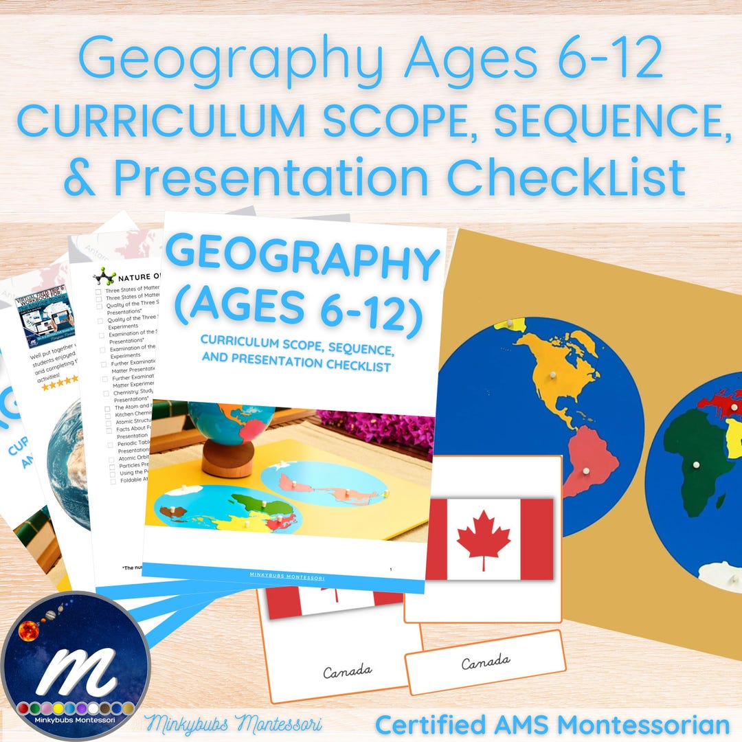 Montessori GEOGRAPHY CHECKLIST • Full 6-year Scope & Sequence • Lower ...