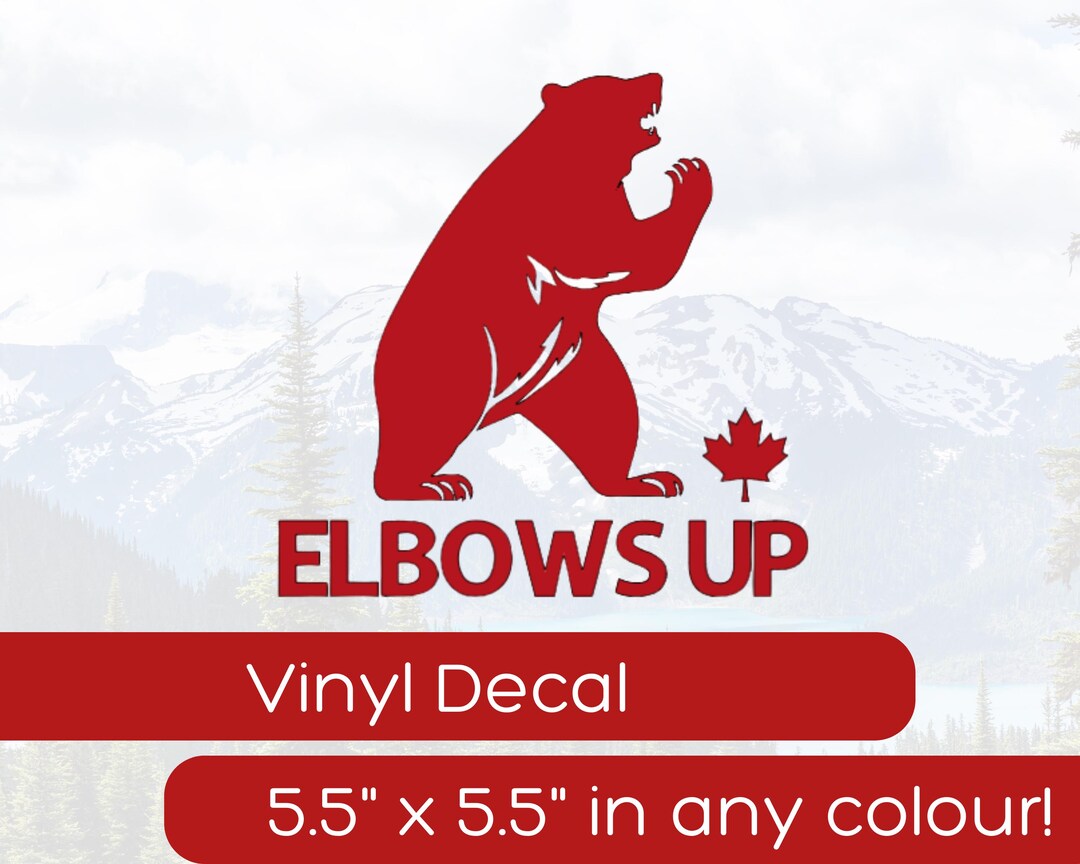 Elbows up Canada Bear Maple Leaf Long Bumper Sticker – Vehicle Decal ...