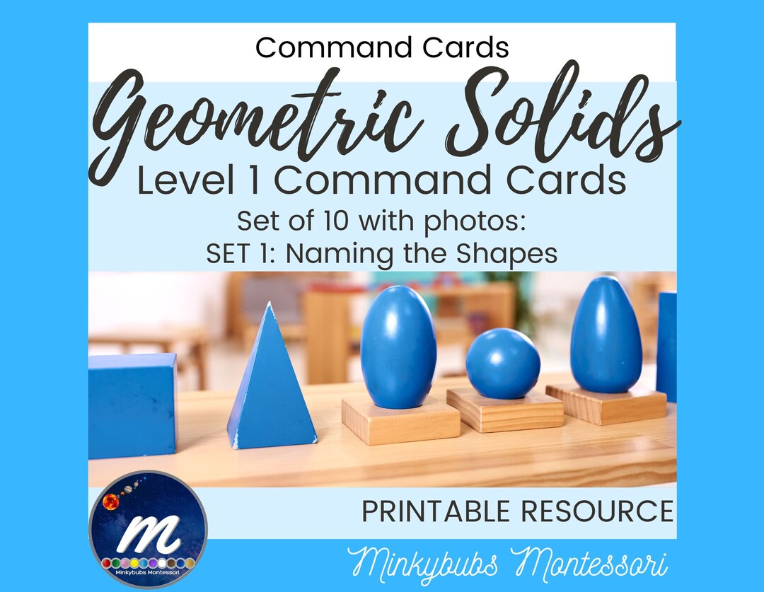 Constructive Solids Montessori Command Cards Naming the Shapes Level 1 ...