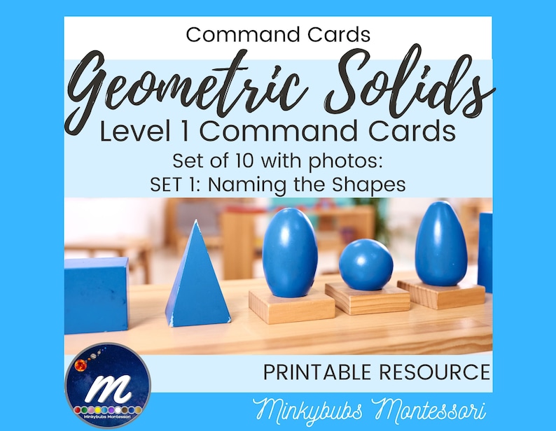 Constructive Solids Montessori Command Cards Naming the Shapes Level 1 ...
