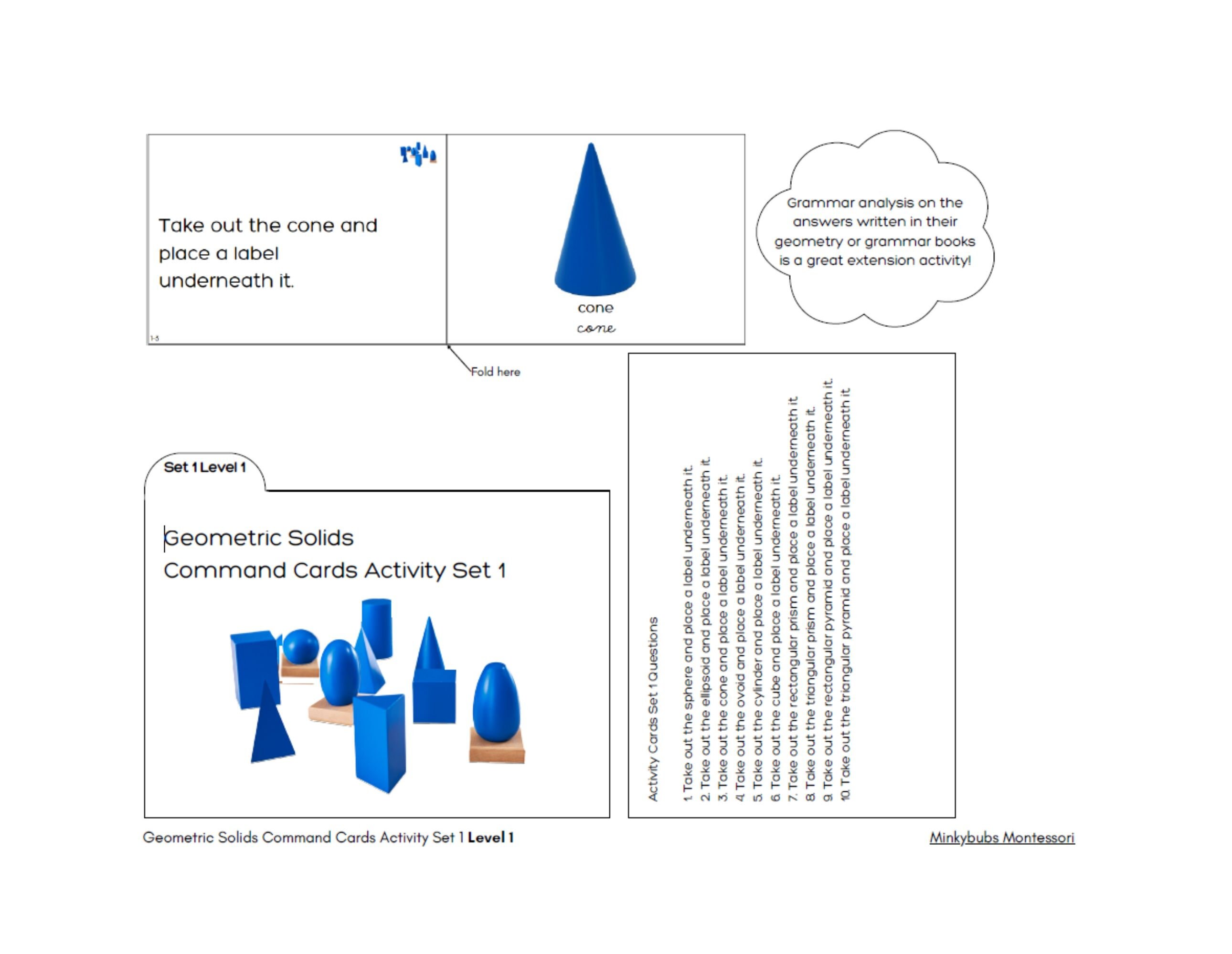 Constructive Solids Montessori Command Cards Naming the Shapes Level 1 ...
