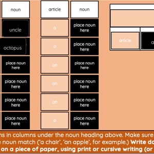Montessori Grammar Box 2-1 BOOM Articles & Nouns Parts Speech Virtual ...