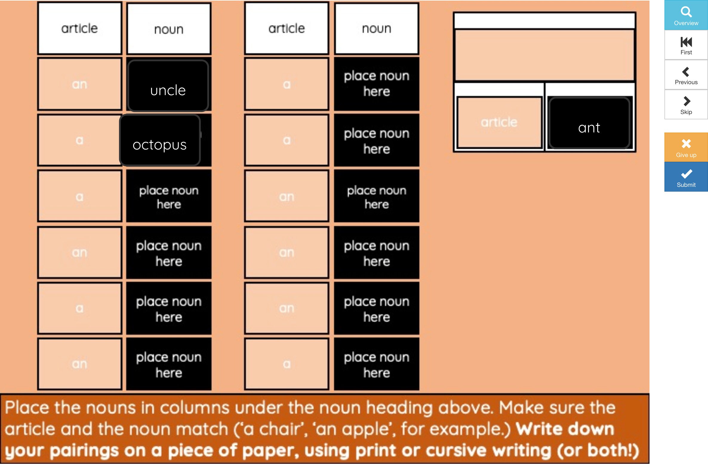 Montessori Grammar Box 2-1 BOOM Articles & Nouns Parts Speech Virtual ...