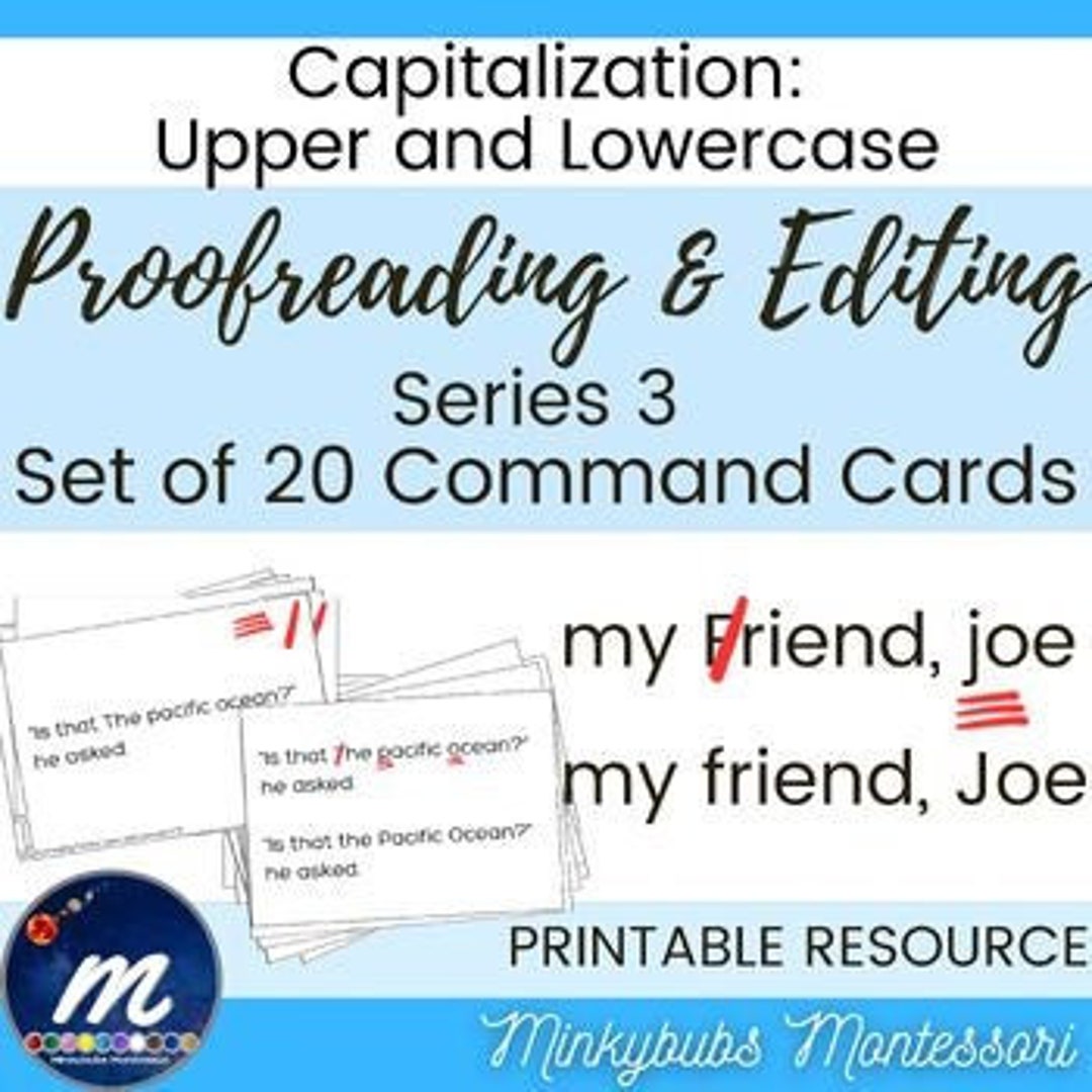 Capitalization Upper Lowercase Proofreading Practice Command Cards Task ...