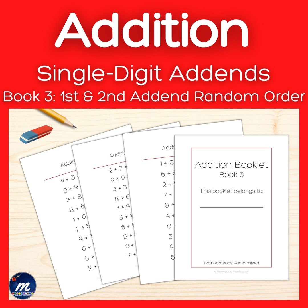 Montessori Addition Booklets Math Facts Single-digit Addends in Random ...