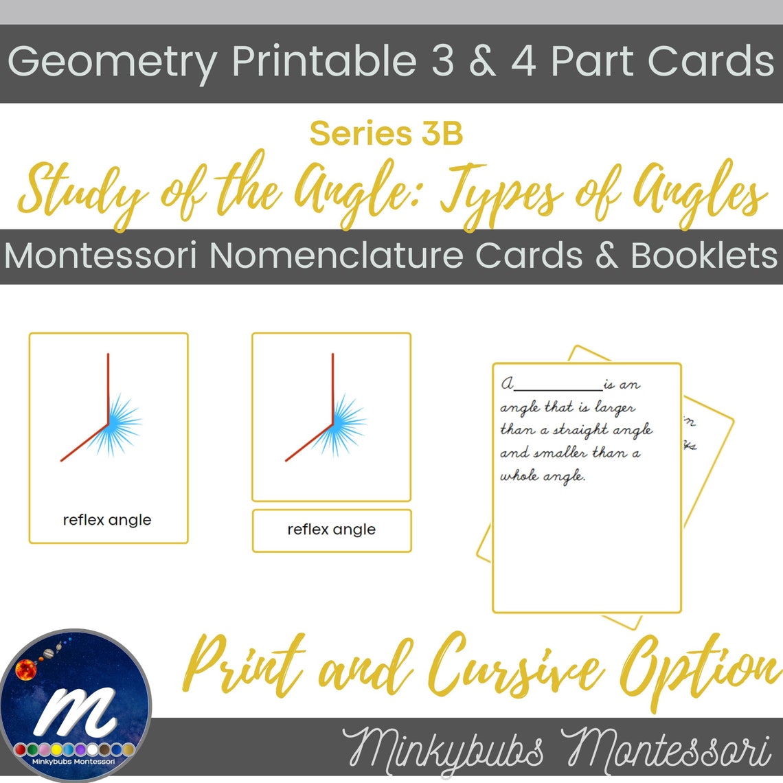 Montessori Types of Angles Geometry Nomenclature Unit 7 Study of Angles ...