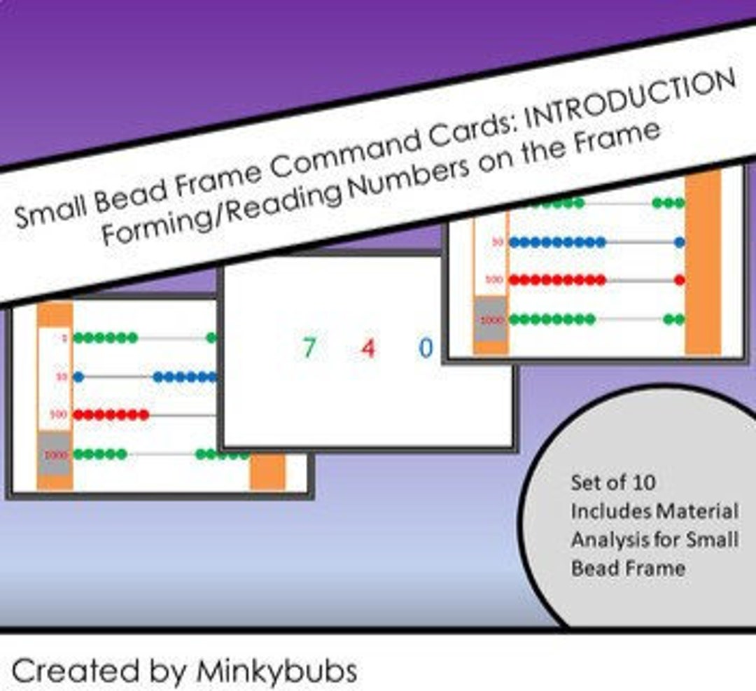 Montessori Small Bead Frame Command Cards Forming Numbers Material ...