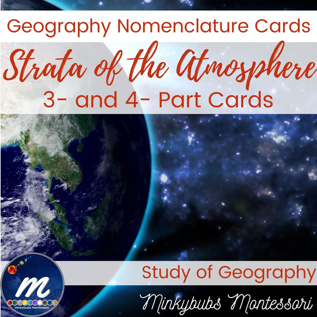 Geography Set 1B Strata of the Atmosphere Montessori Nomenclature 3 4 ...