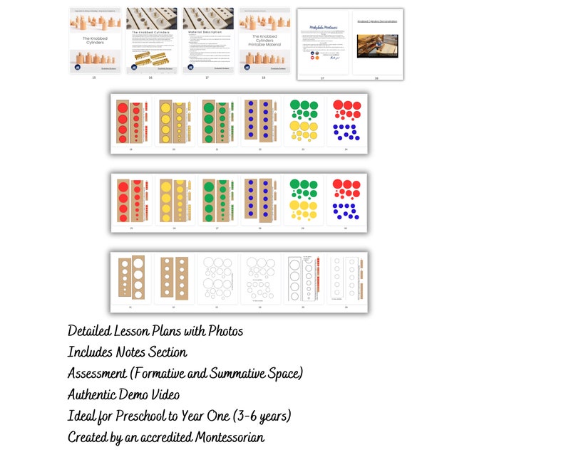 Montessori Knobbed Cylinders Print and Make Your Own Early Primary (3-6 ...