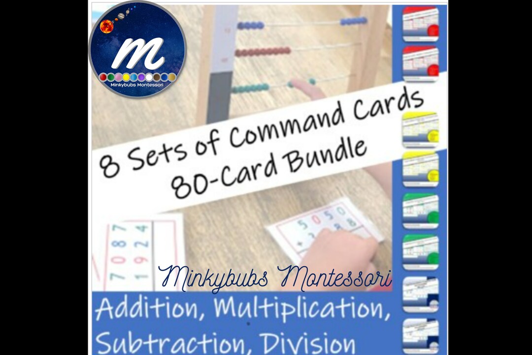 Math Task Cards Addition Multiplication Subtraction Division Command ...