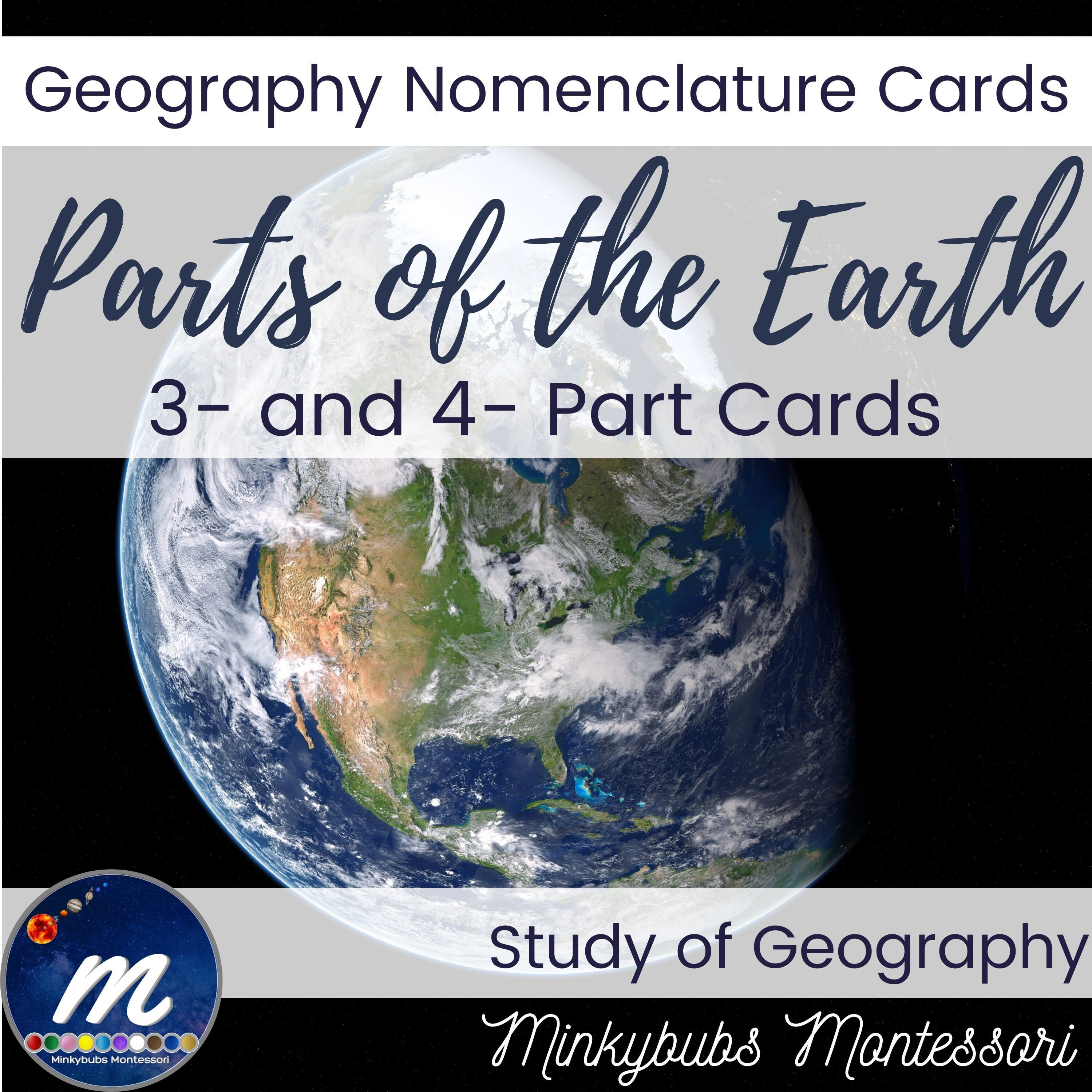 Geography Set 1A Parts of Earth Layer Montessori Nomenclature 3 and 4 ...