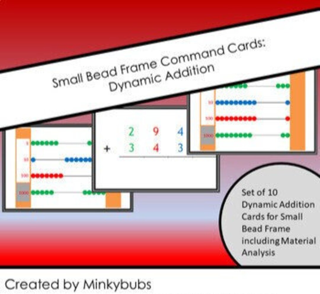 Small Bead Frame Command Cards Montessori Dynamic Addition and Material ...